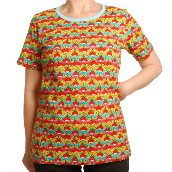 DUNS Sweden Adult Radish T-Shirt - Rainbow Mini Stripe - Scandi Down Under