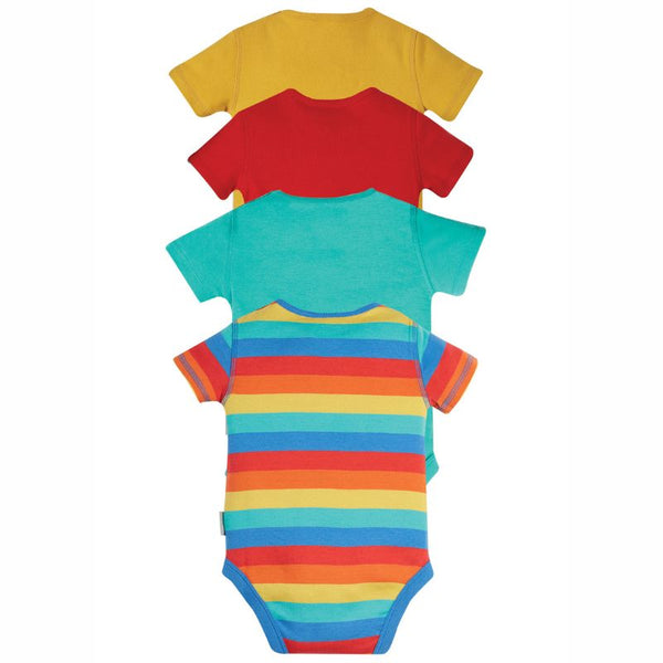 Frugi 4 Pack Short Sleeve Bodysuit - Over The Rainbow - Scandi Down Under
