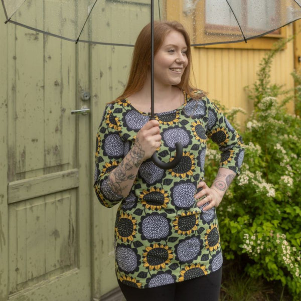 PaaPii Ladies Usva Sunflower Top - Light Green/Ochre - Scandi Down Under